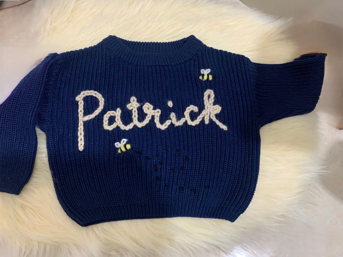 Personalized Baby Name Sweater, Embroidered Children Sweatshirt, Knit ...