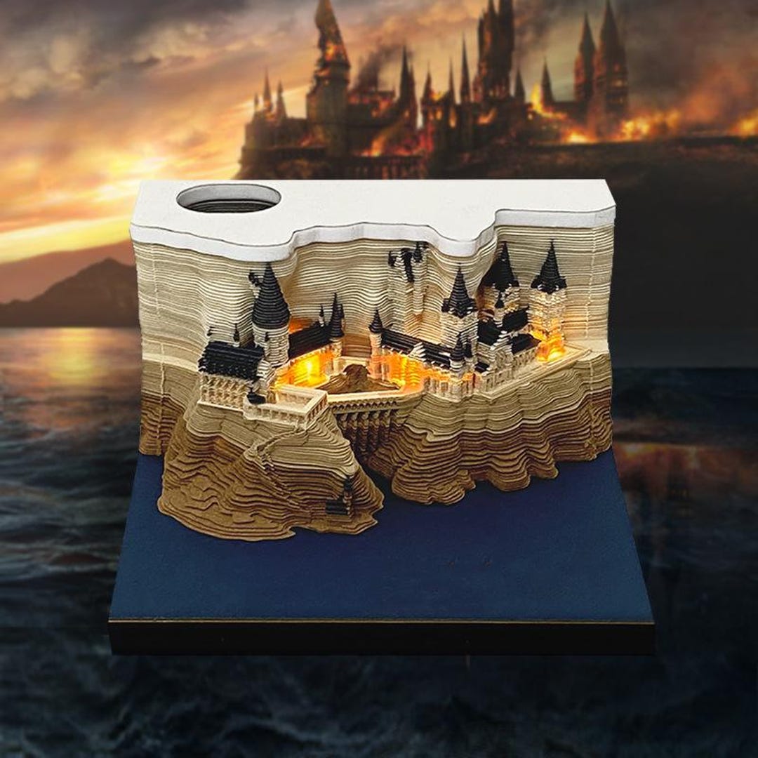 3D Desk Calendar 2025,wizard-themed Desk Memo,notepad,hogwarts Castle Office Decor With LED ...