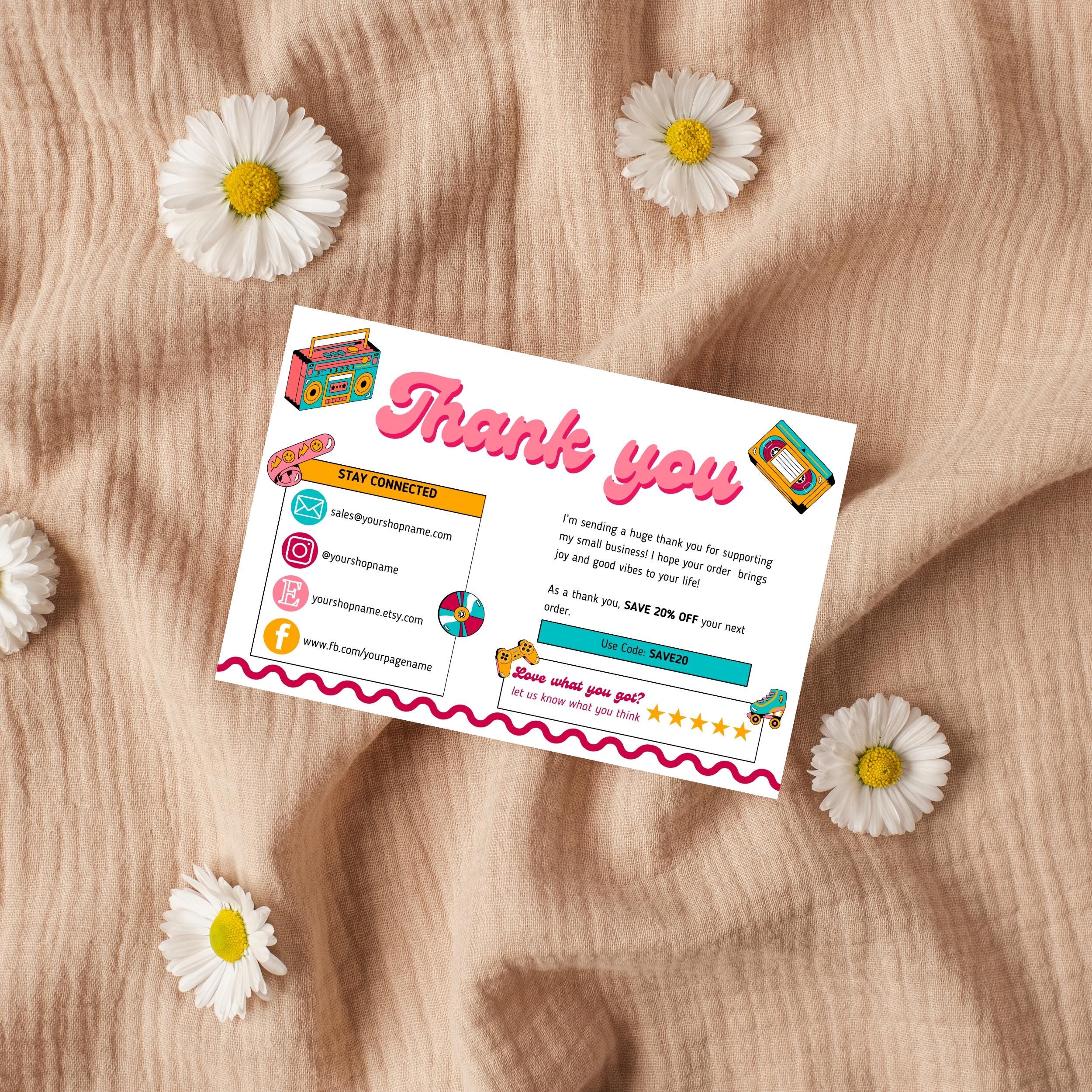 Thank You Retro Businesss Card, Printify Ready, Small Business ...