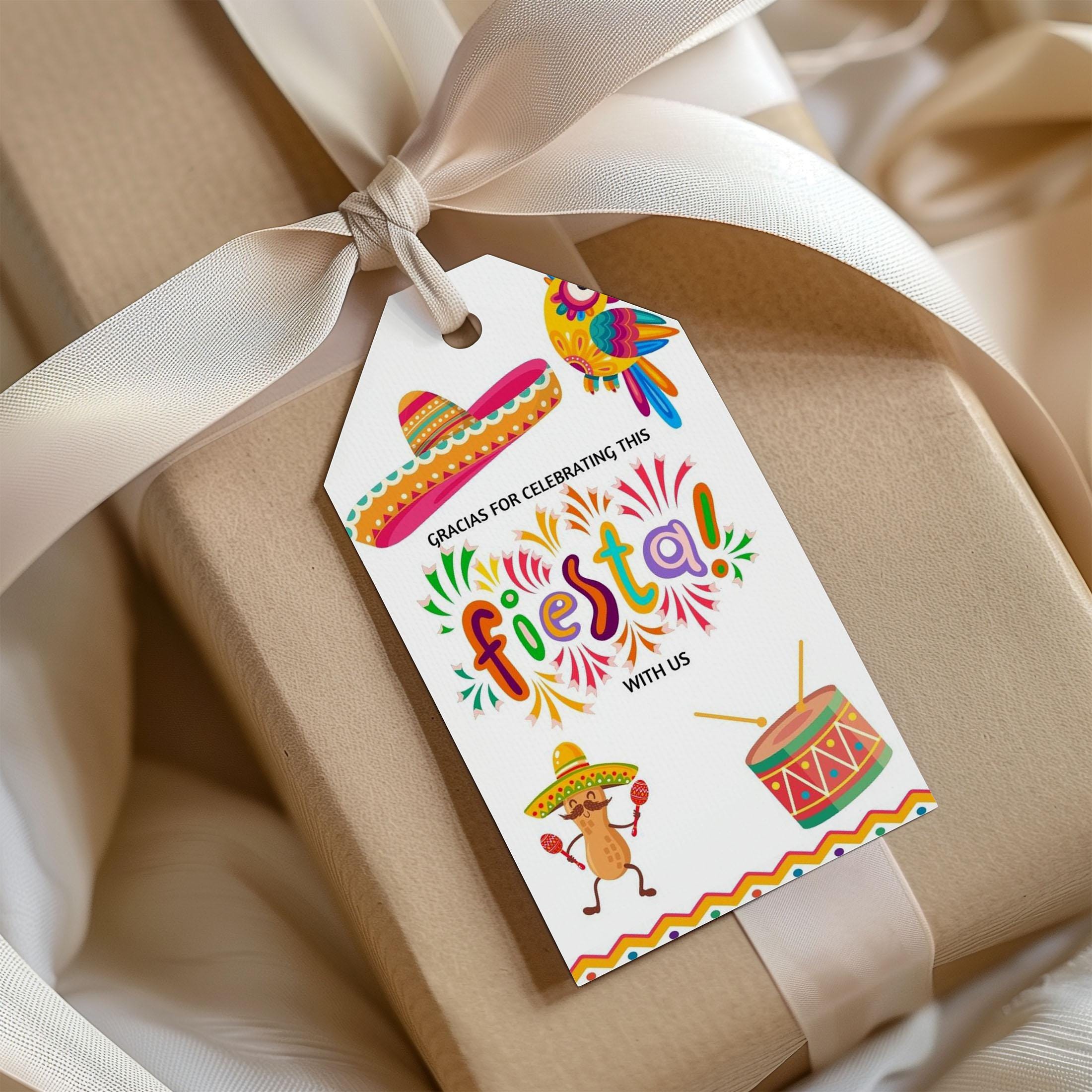 Fiesta Mexican Favor Tags Set Guest Appreciation Thank You Card ...