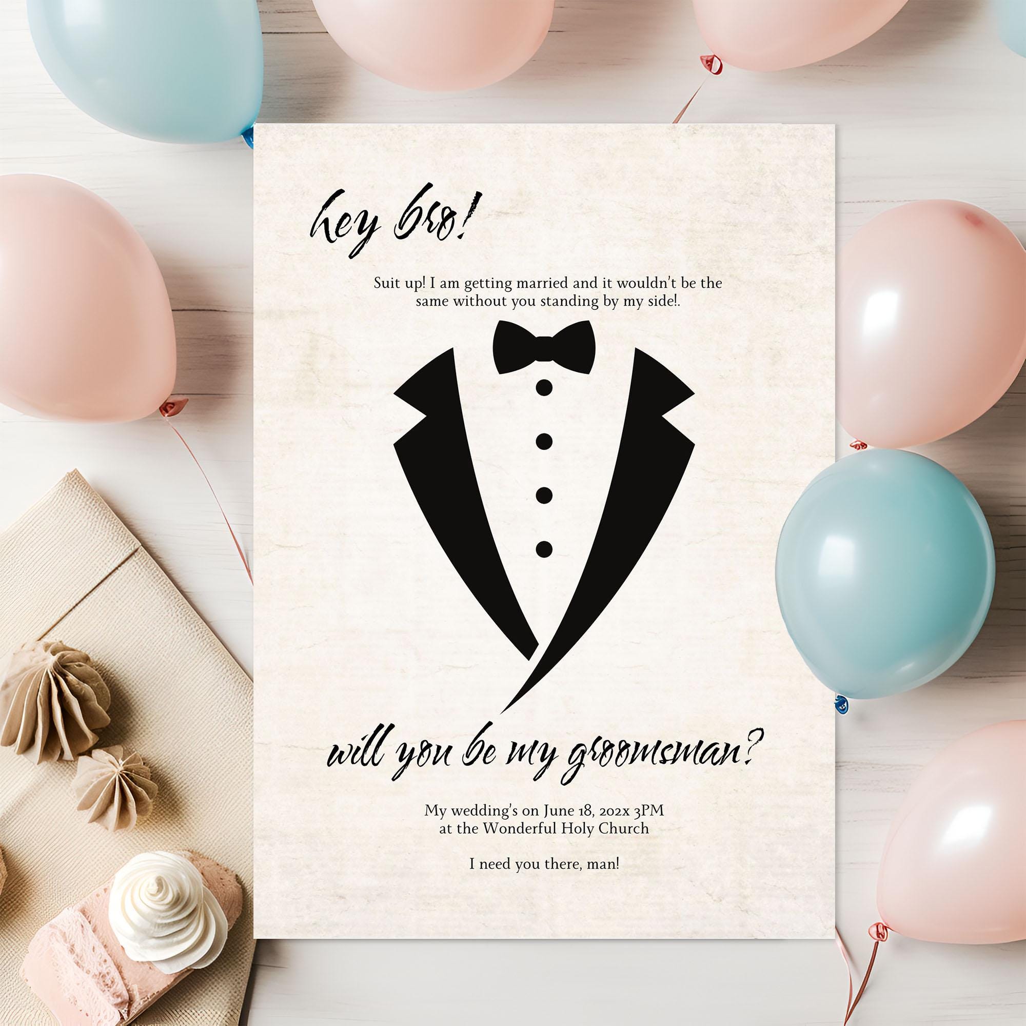 Groomsman Custom Proposal Invitation Printable Will You Be My Groomsmen ...