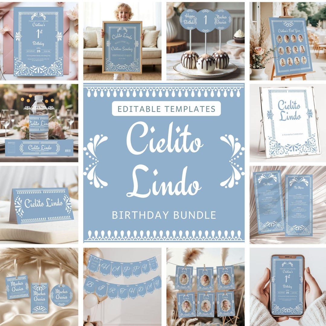 Mexican Cielito Lindo Birthday Bundle Terracotta Papel Picado Fiesta ...