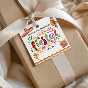 Fiesta Mexican Favor Tags Set Guest Appreciation Thank You Card ...