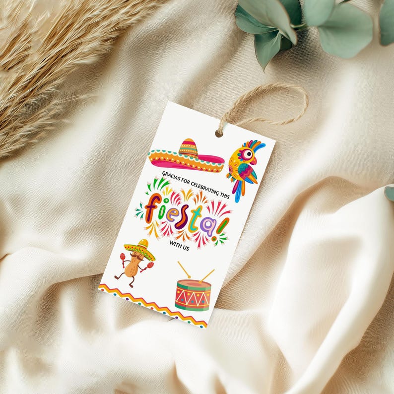 Fiesta Mexican Favor Tags Set Guest Appreciation Thank You Card ...
