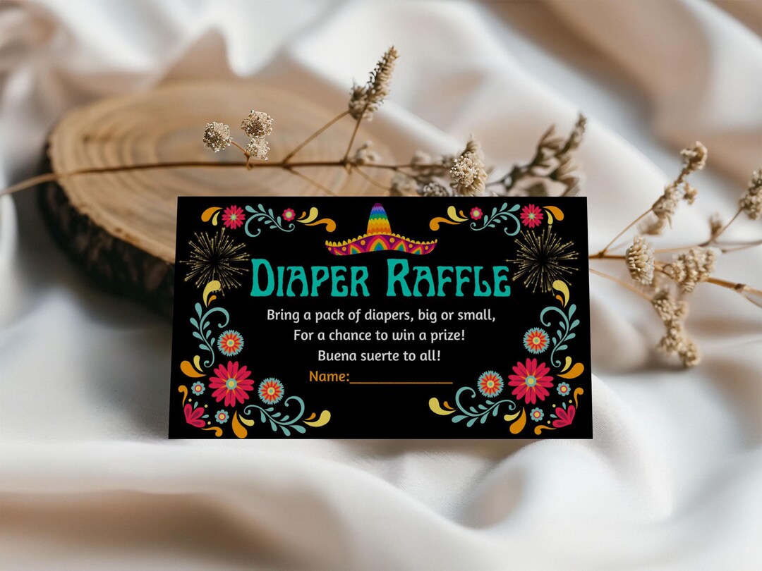 Fiesta Diaper Raffle Sign, Cinco De Mayo, Tickets Fiesta Baby Shower ...