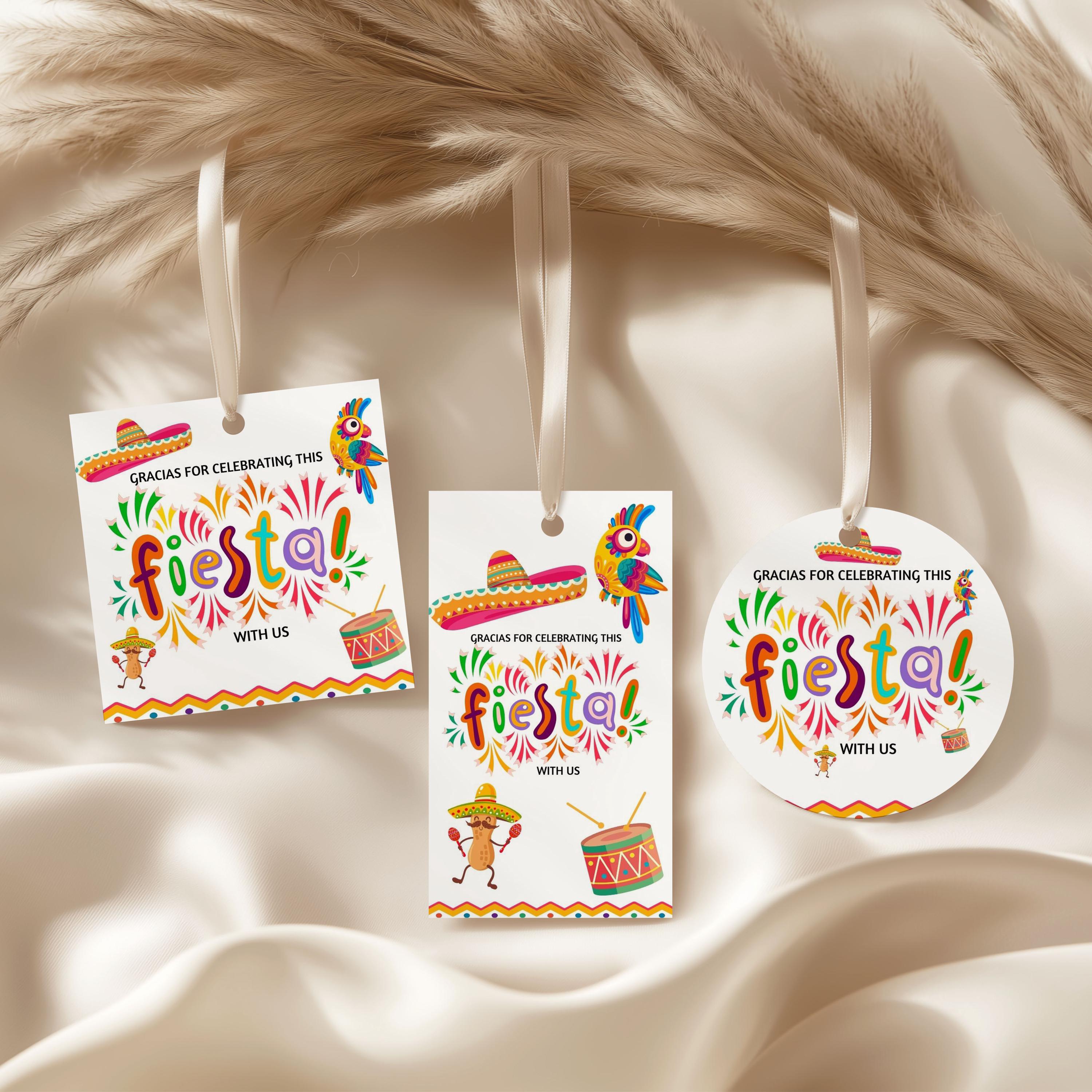 Fiesta Mexican Favor Tags Set Guest Appreciation Thank You Card ...