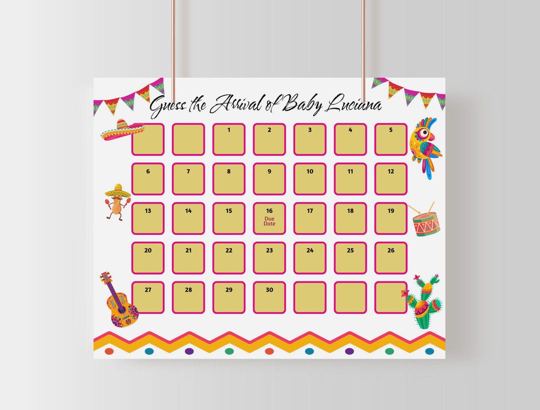 Spanish Fiesta Baby Calendar Invitation Editable Canva Template Custom ...