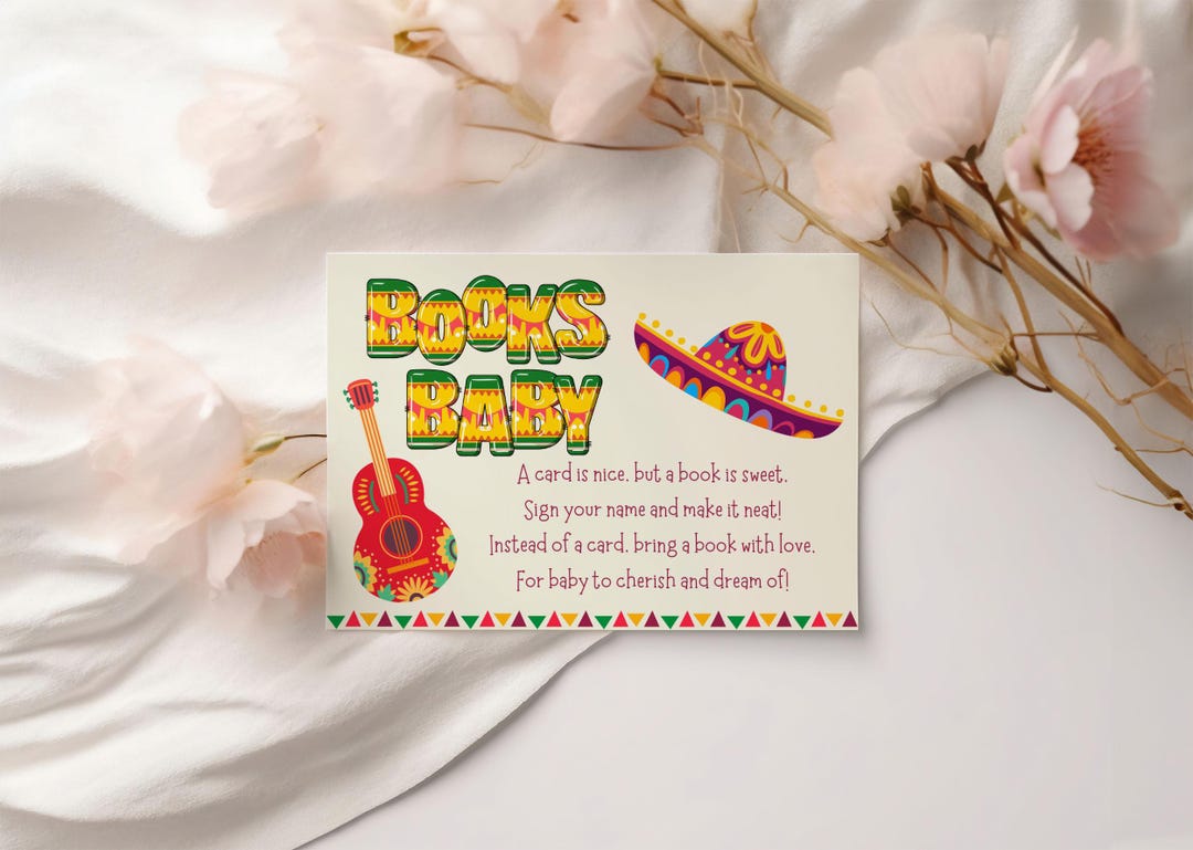Mexican Fiesta Books for Baby Shower Printable Invitation Card Spanish ...