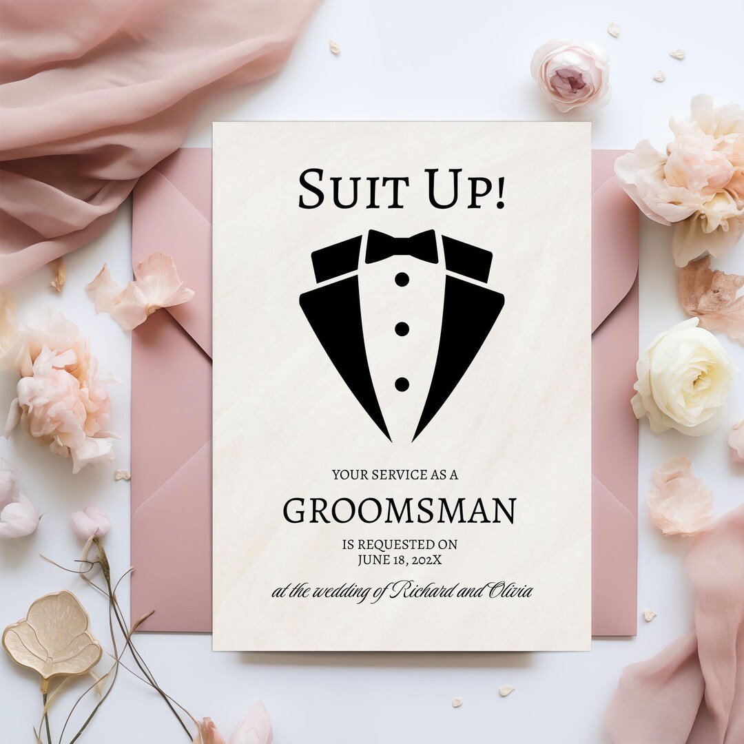 Custom Groomsman Proposal Invitation Suit up Best Man Invite Editable ...