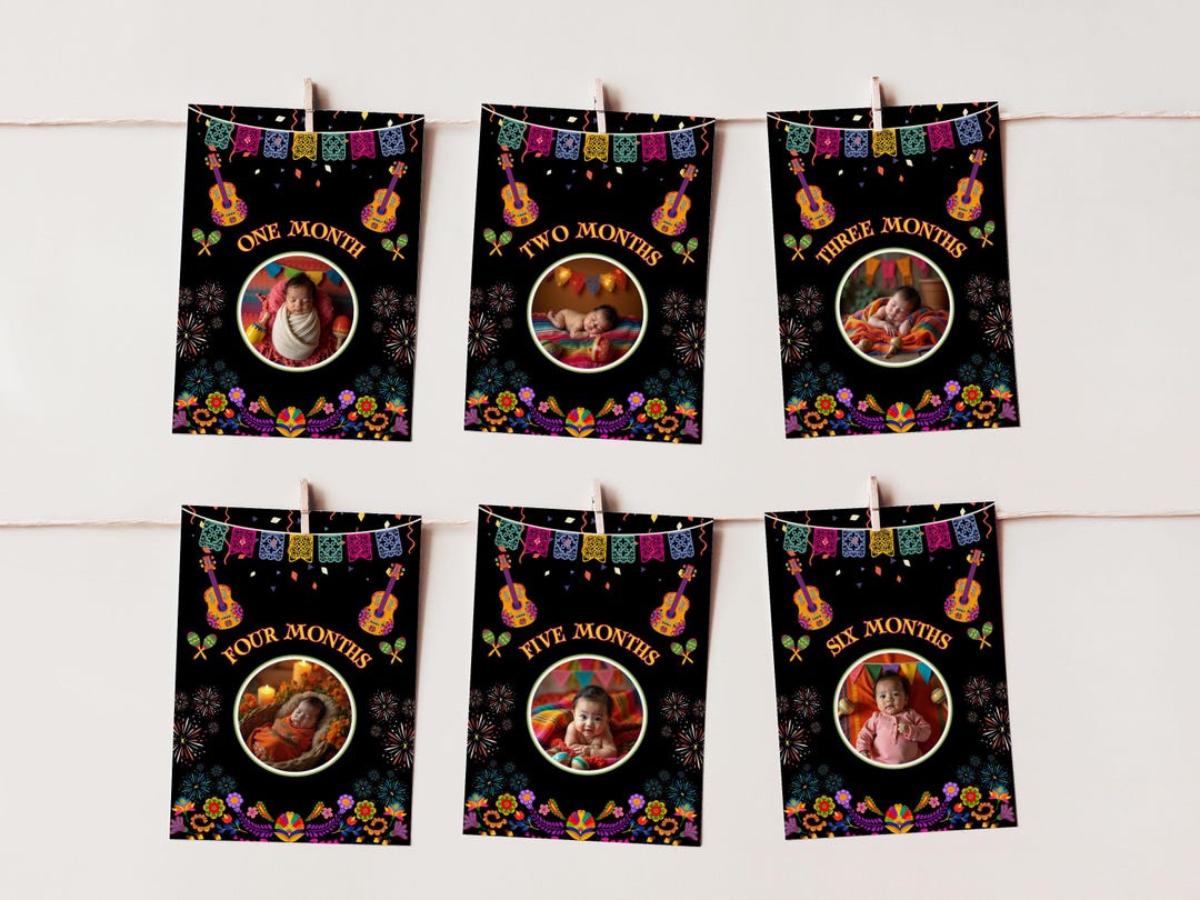 Editable Mexican Fiesta 12 Months Baby Milestone Invitation Cards Papel ...