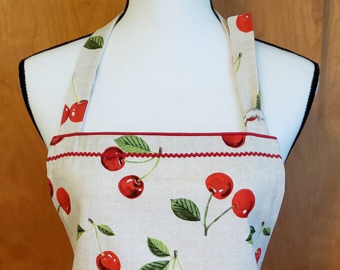 Cherry Print Chef's Apron With Pockets, Womans Baking Cooking, Artist ...