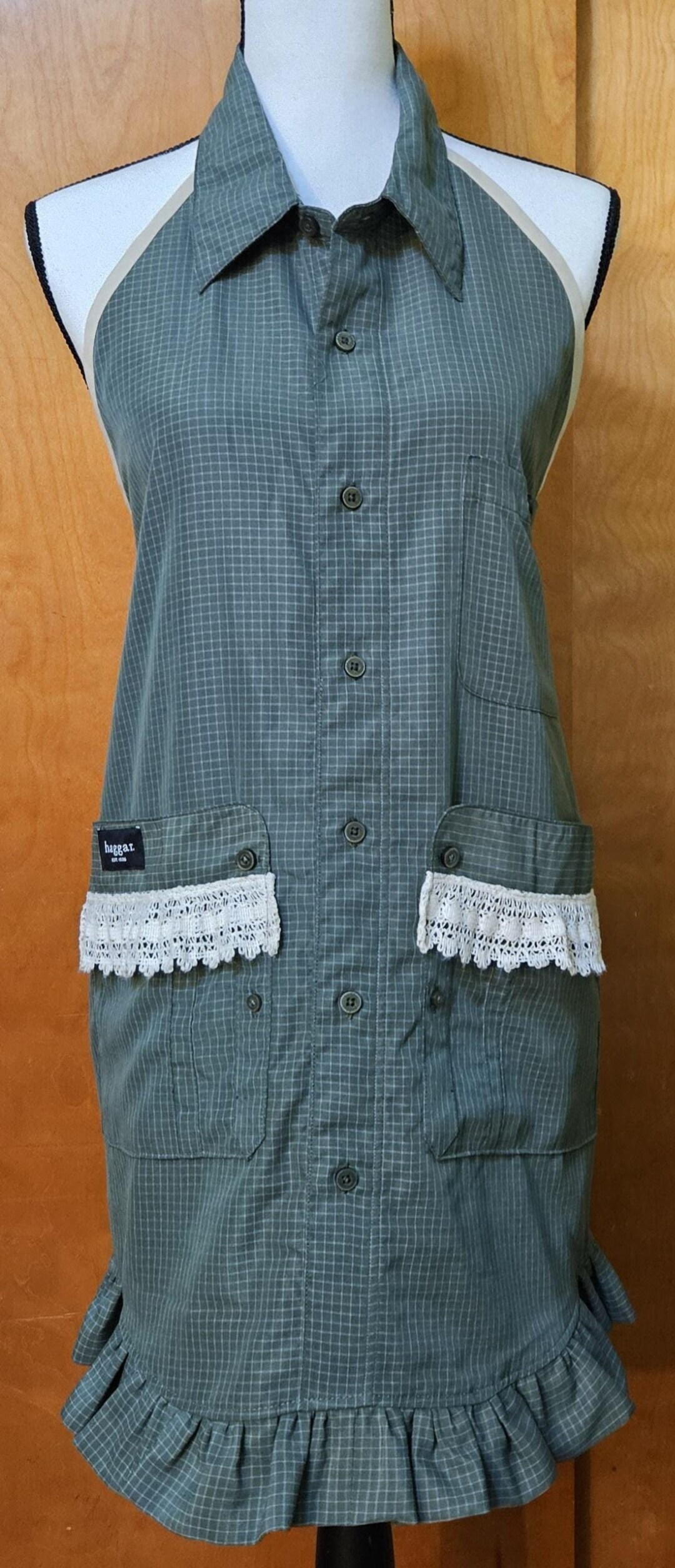 Upcycled Apron, Womans Apron With Pockets, Recycled Apron, Striped ...