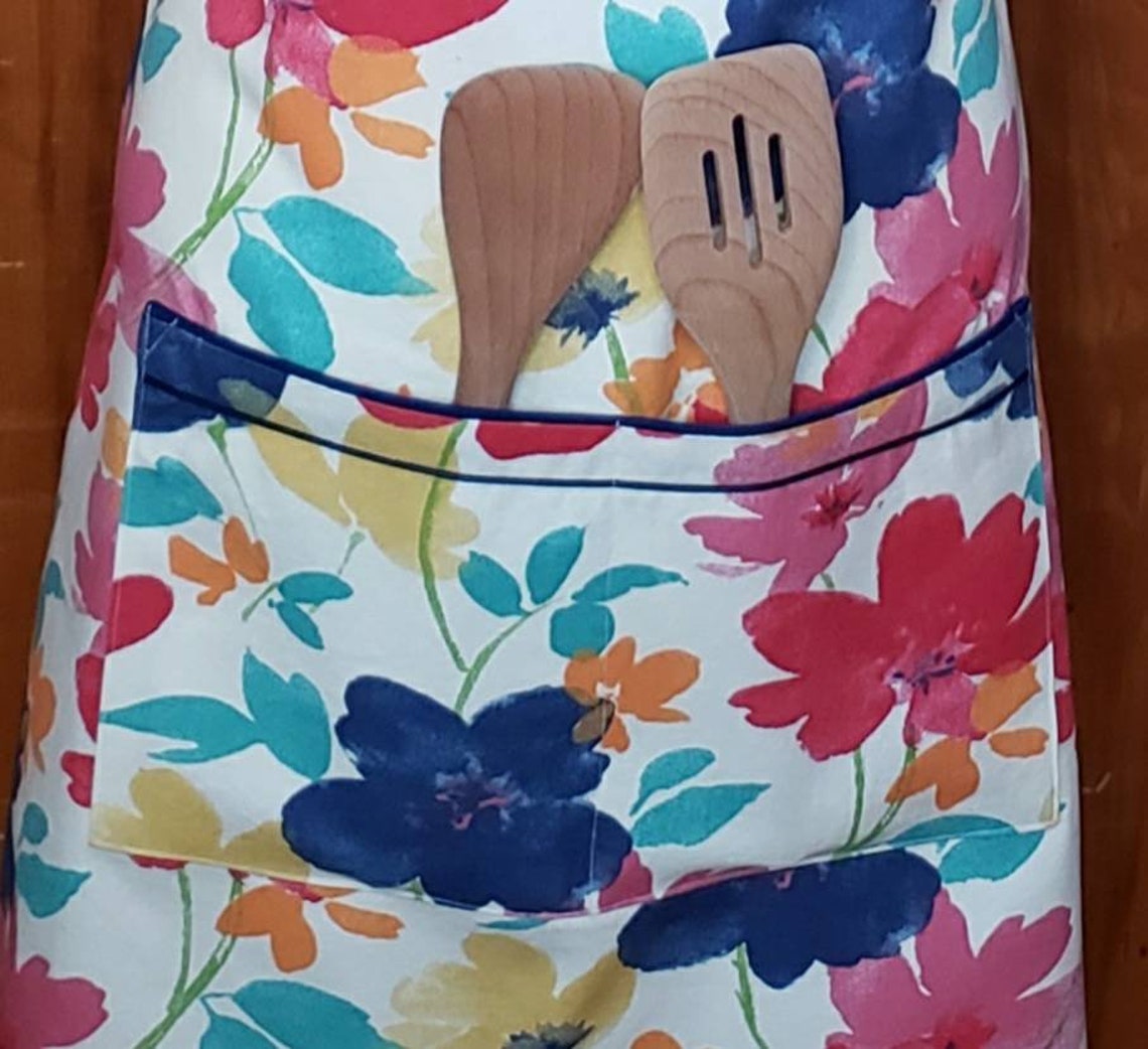 Floral Chef Apron With Pockets Artist Crafter Baker Cook - Etsy