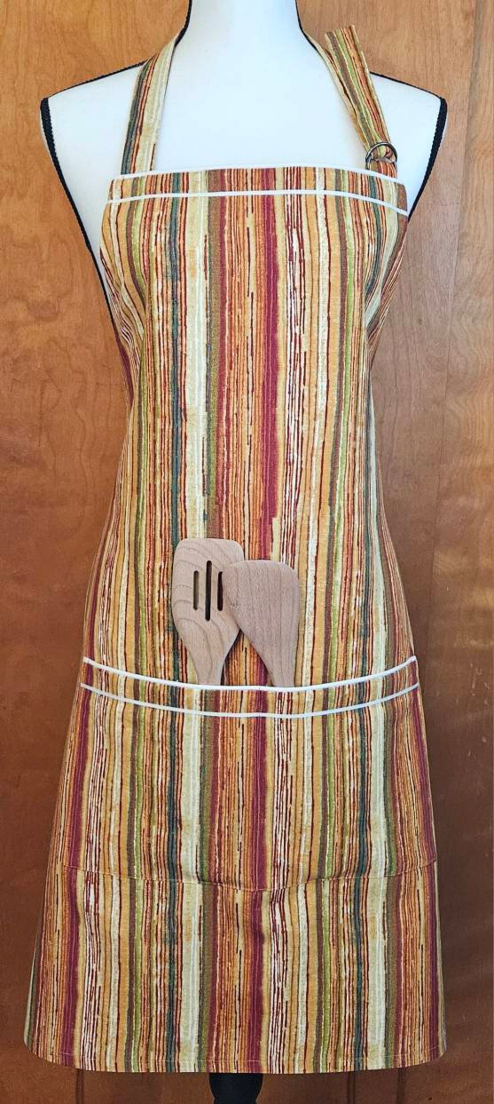 Striped Denim Apron: Abstract Design, Adjustable Fit - Etsy