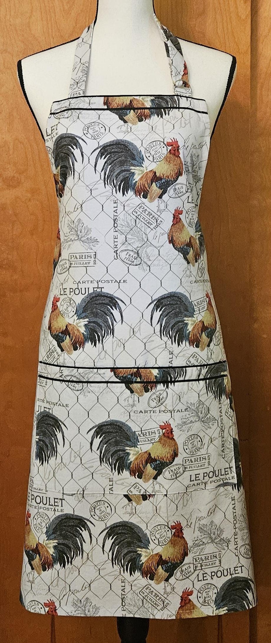 Chicken Print Apron: French Country Kitchen Chef Style - Etsy