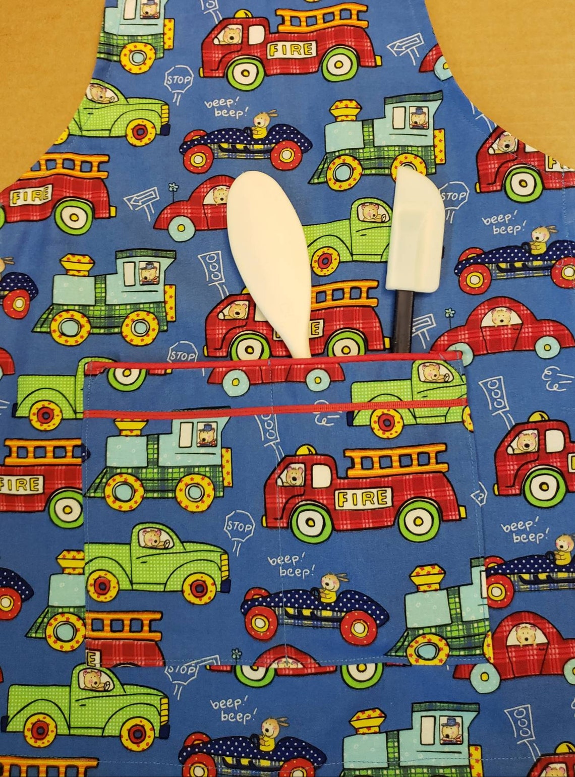 Fire Truck Child Apron Truck and Car Print Apron with | Etsy