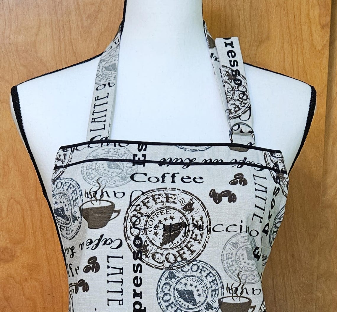 Coffee Print Chef Style Apron, Crafter and Artist, Cooks and Bakers - Etsy