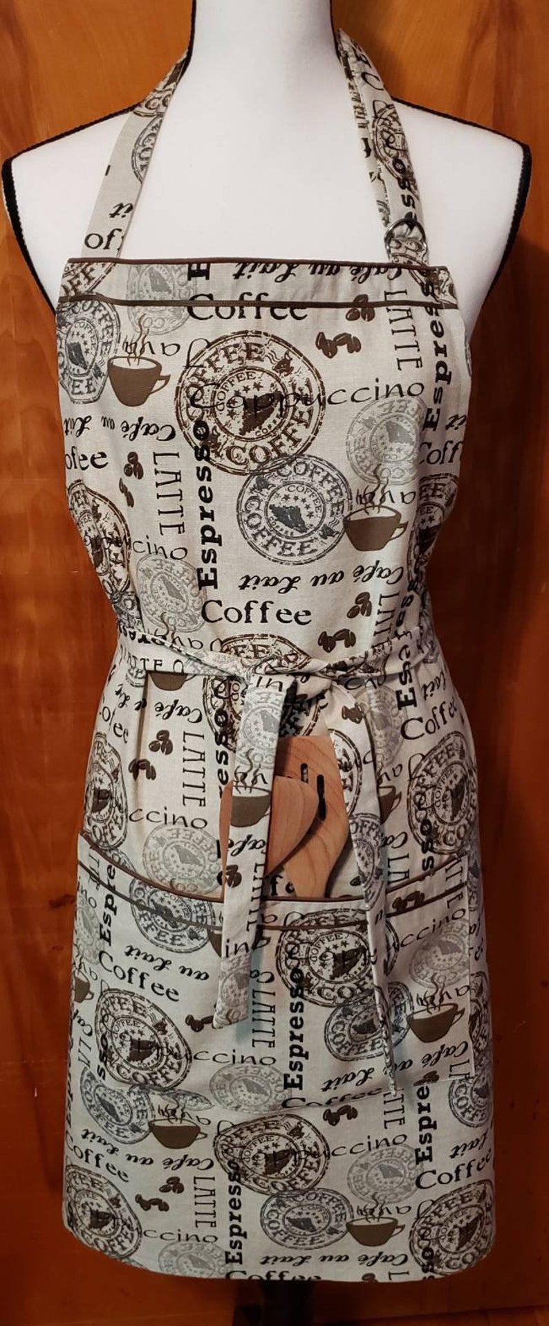 Coffee Print Chef Style Apron Crafter and Artist Cooks and | Etsy