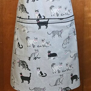 Cat Print Chef Style Apron With Pockets, Artist Crafter, Baking Cooking ...