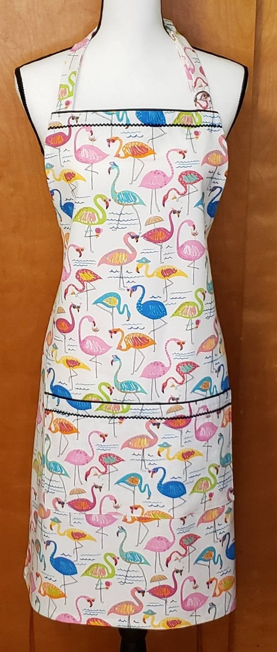 Flamingo Apron With Pockets Artist Crafter Woman's | Etsy
