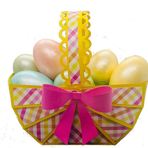 3D Woven Easter Basket SVG Cut File With Paper Bow SVG - Etsy