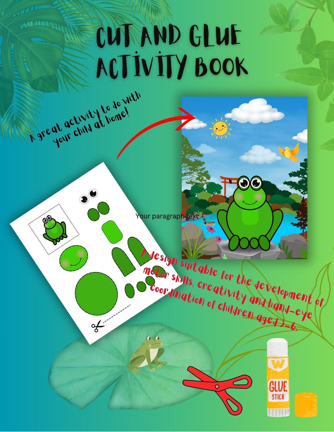 Activity Book, Cut and Paste Activity Book, Kids Craft Book, Preschool ...