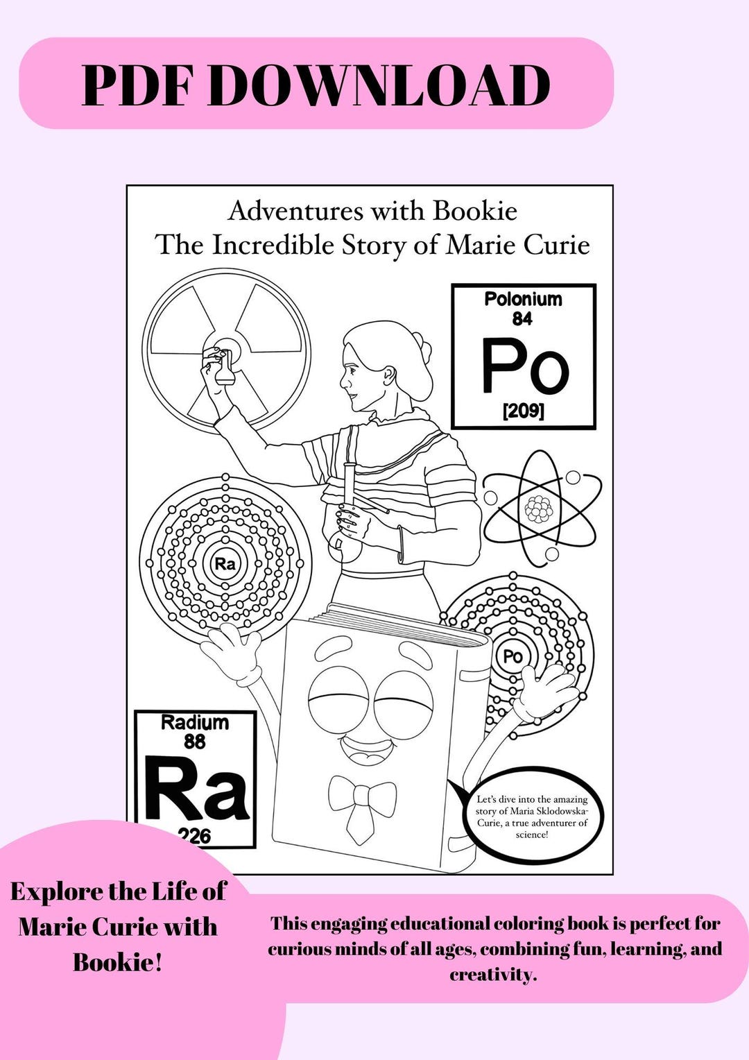 Marie Curie Science Coloring Book for Kids | Printable STEM Activity ...