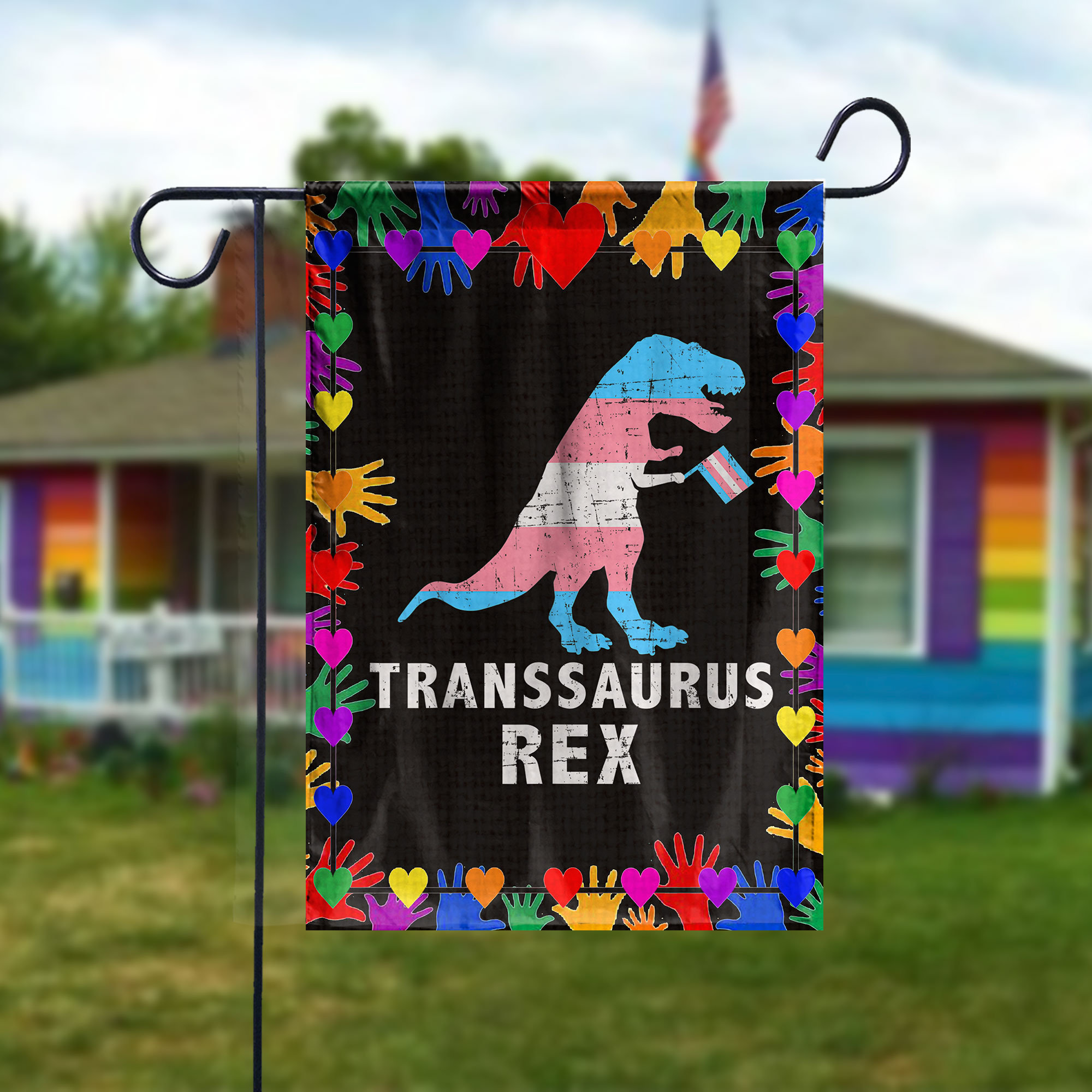 Trans Saurus T-rex Dinosaur In Transgender Flag, Transgender Pride Flag ...