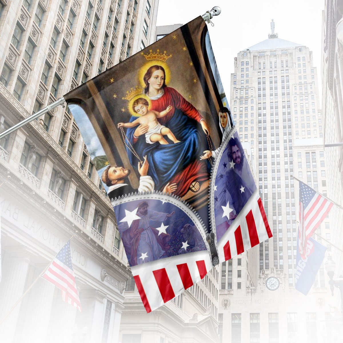Our Lady Of The Rosary Virgin Mary Flag, Virgin Mary Holy Rosary Flag