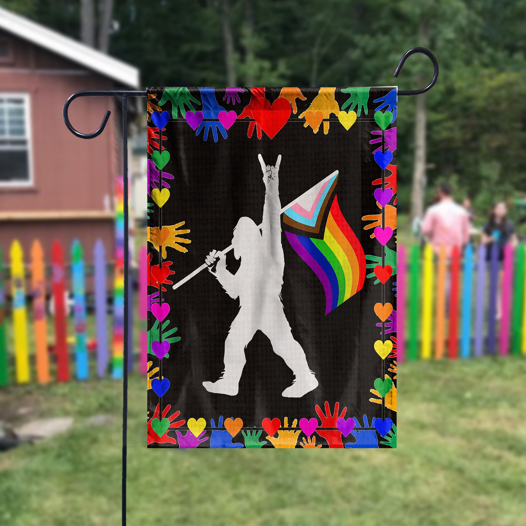 Bigfoot Rock On LGBTQ Progressive N€W Pride Flag, Rustic American Flag ...