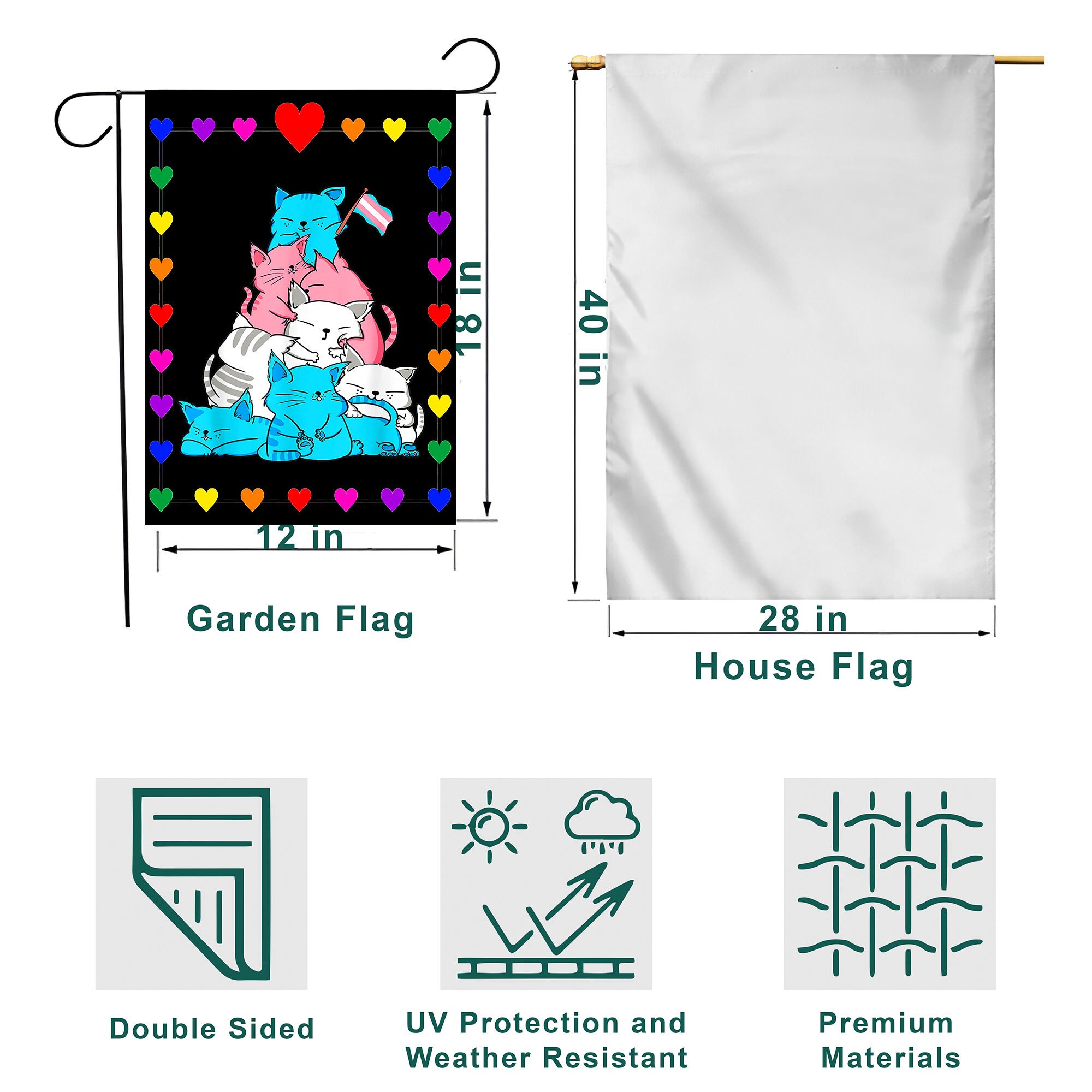Transgender Pride Cat LGBT Flag, Trans Flag Cute Cats Pile Kawaii ...