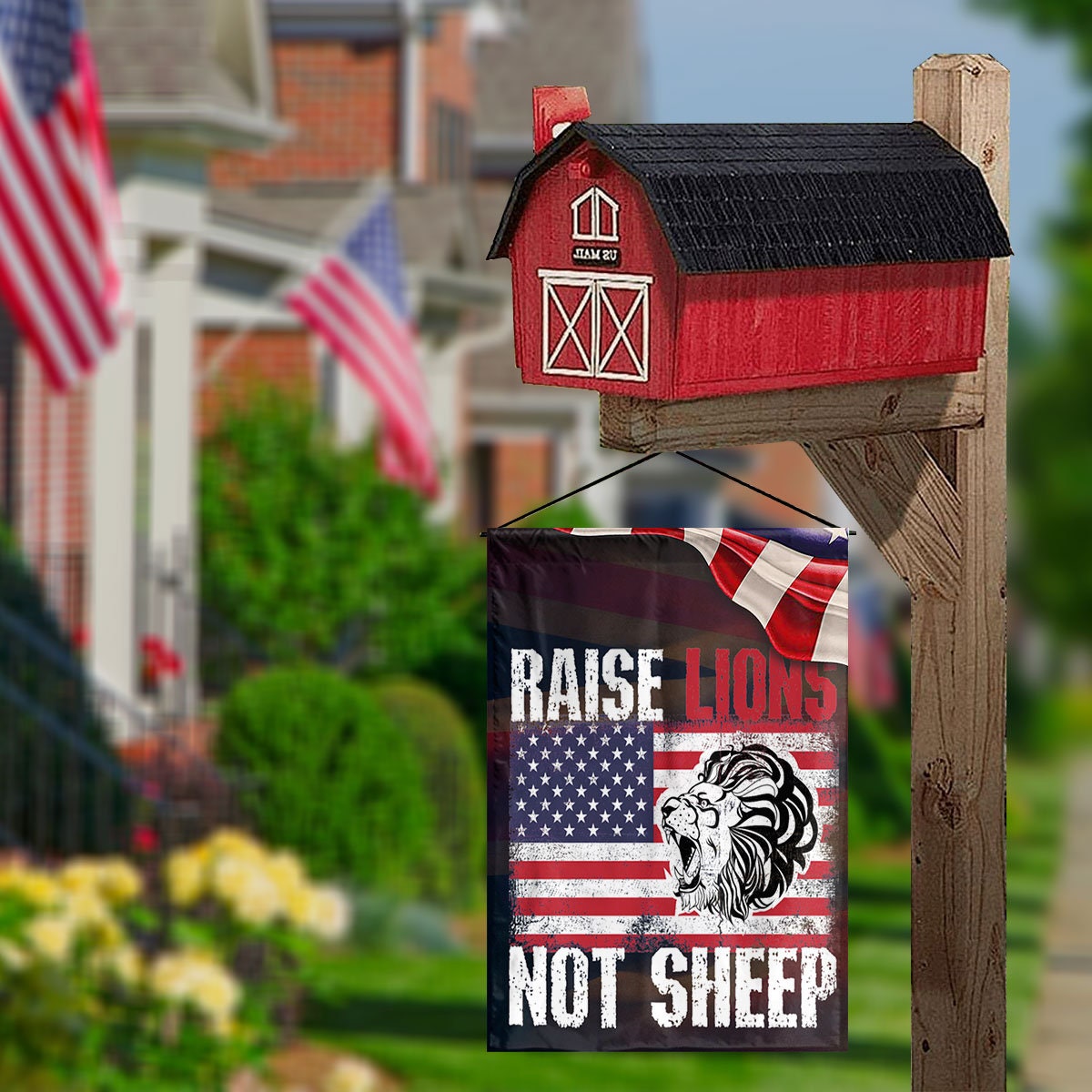 Raise Lions Not Sheep Flag, American Flag, Patriotic Lion Flag sold by ...
