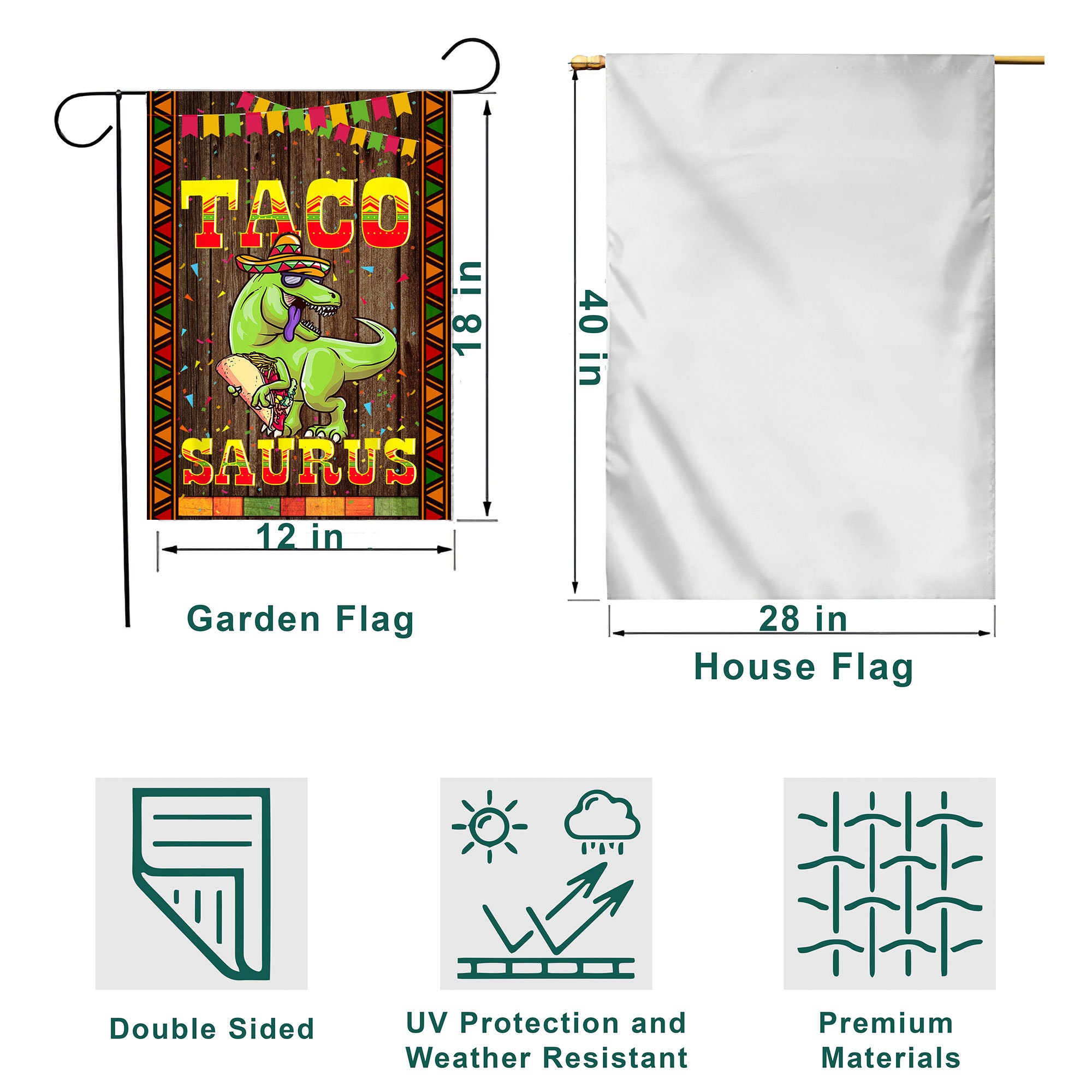 Tacosaurus T-Rex Flag, Tyrannosaurus Dinosaur