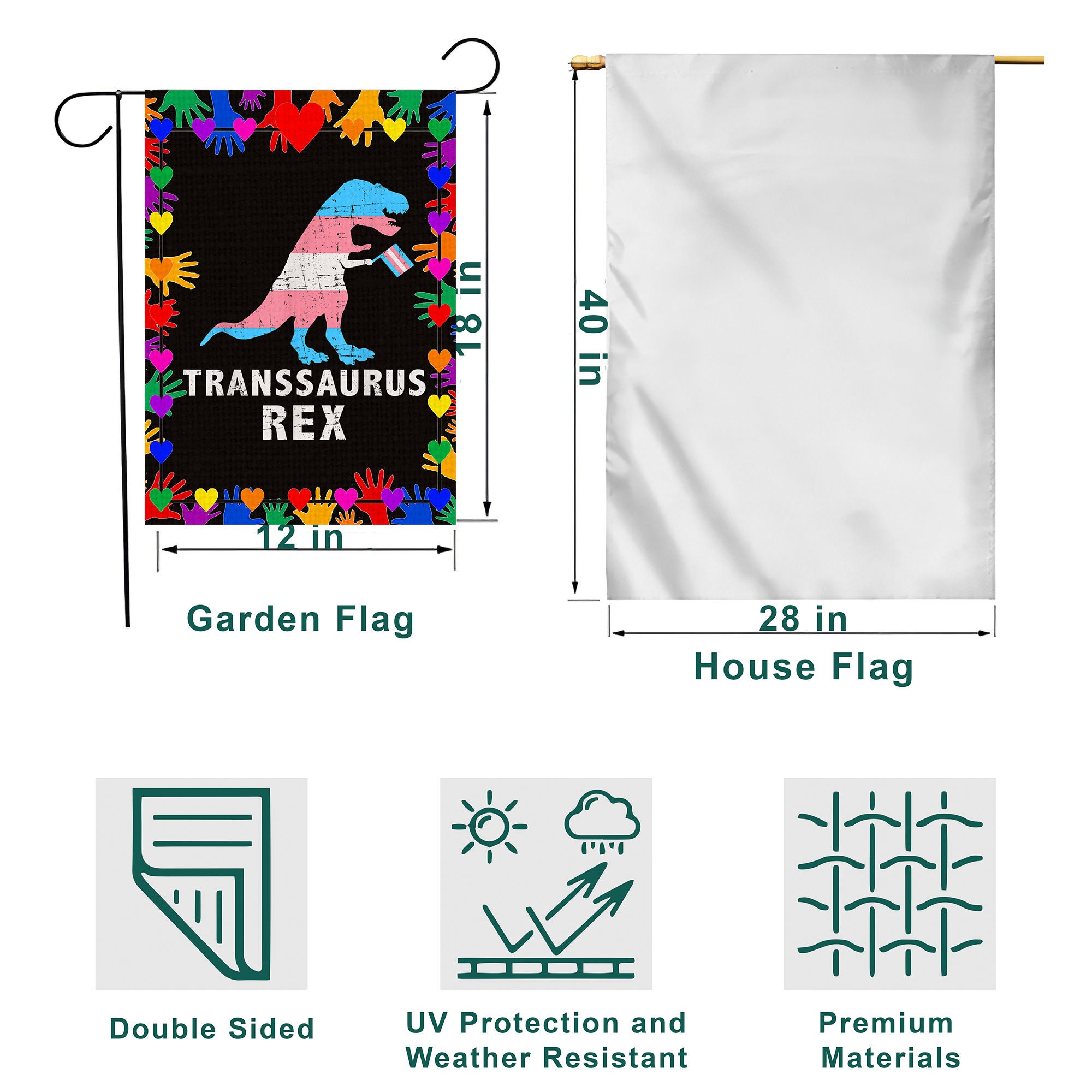 Trans Saurus T-rex Dinosaur In Transgender Flag, Transgender Pride Flag