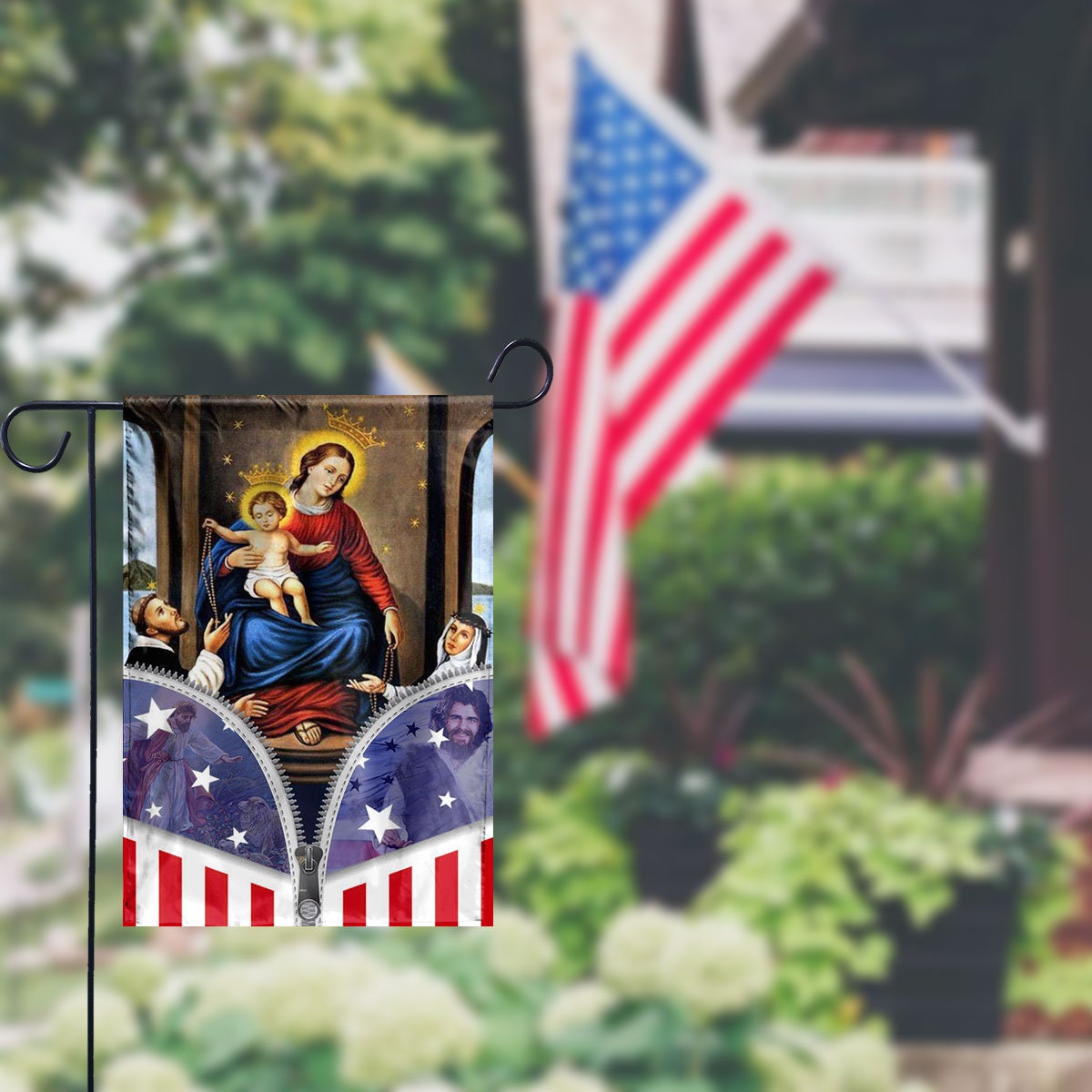 Our Lady Of The Rosary Virgin Mary Flag, Virgin Mary Holy Rosary Flag