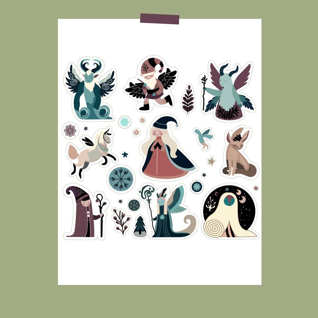 Printable Mythical Creatures Stickers - Whimsical Fantasy Digital ...