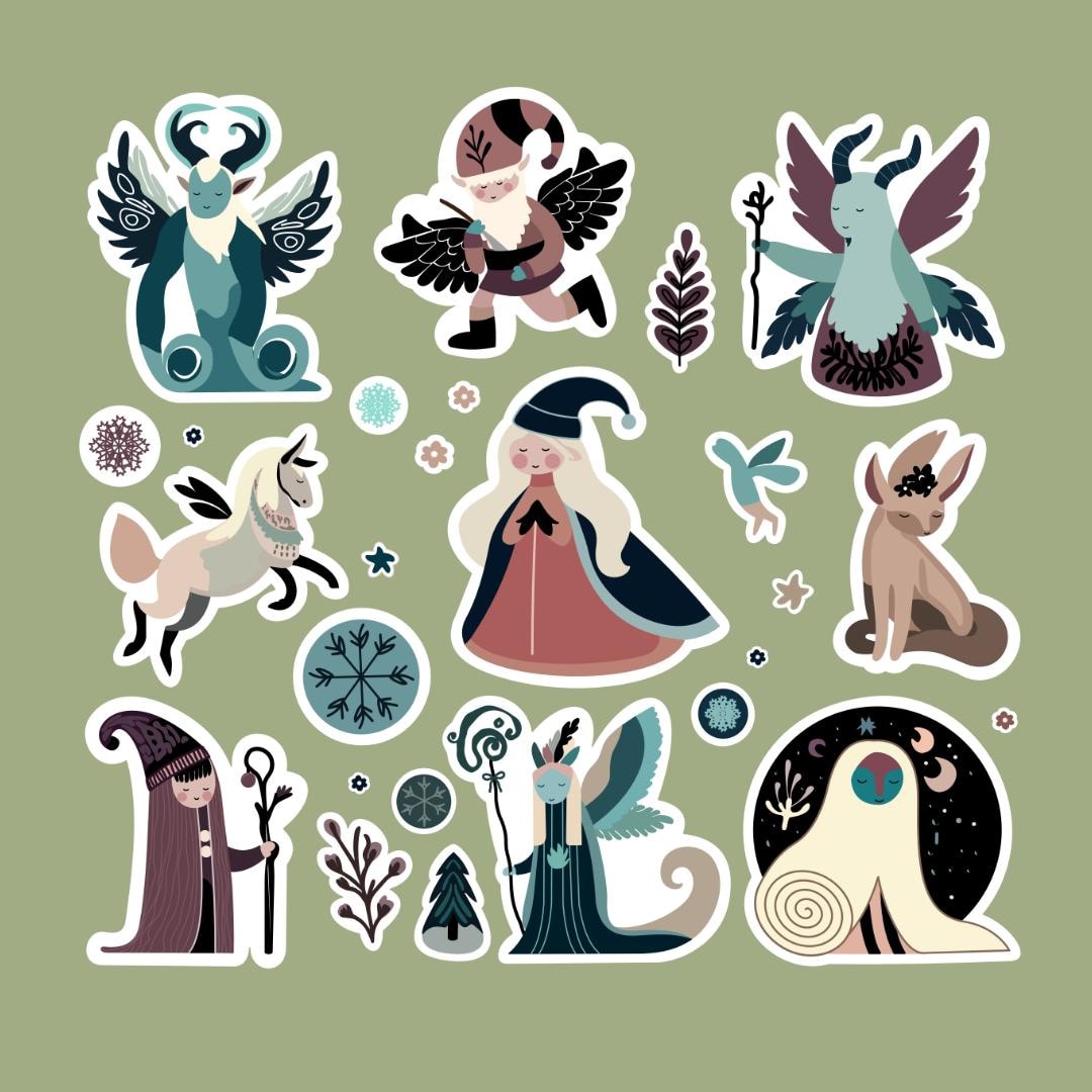 Printable Mythical Creatures Stickers - Whimsical Fantasy Digital ...