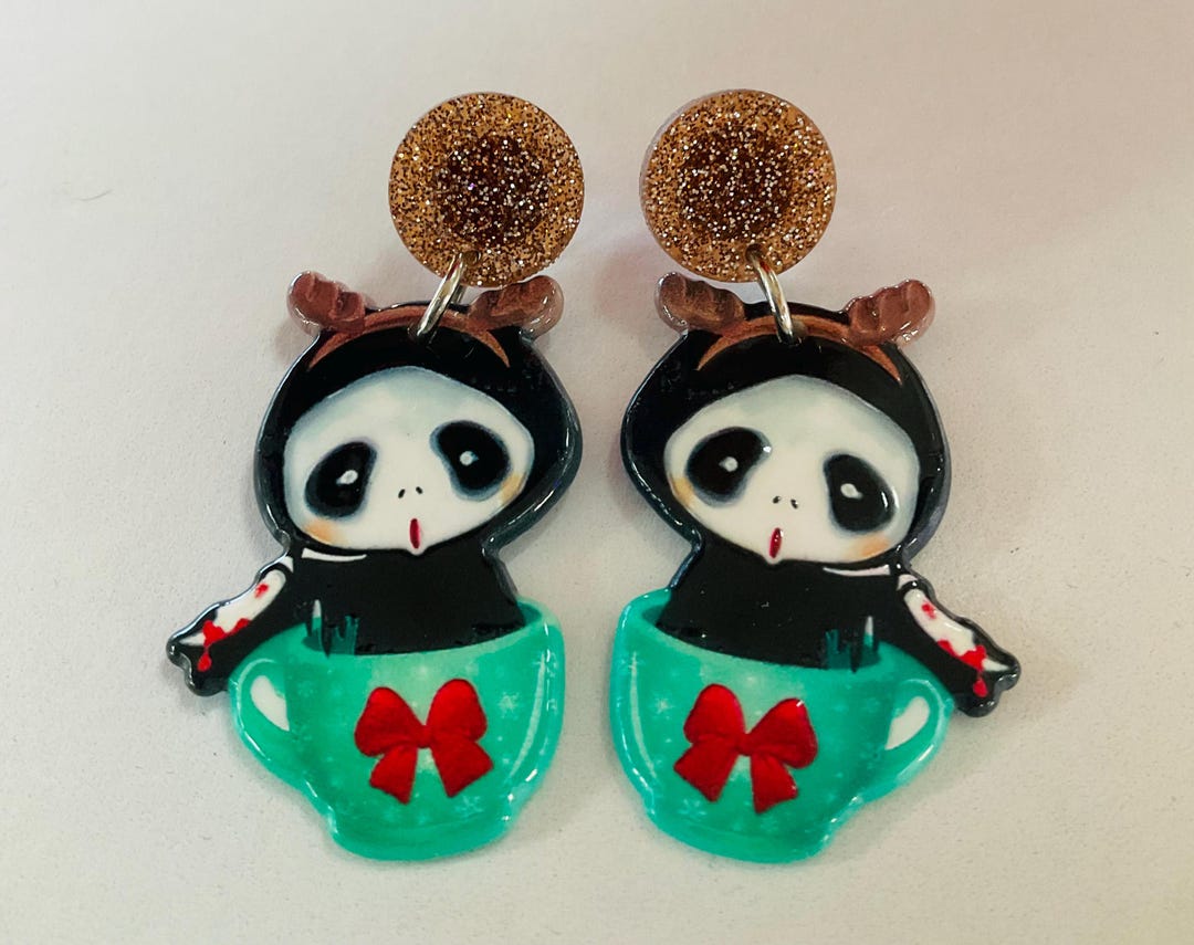 Scream Chocolate, With Glitter Posts Earrings, Ghost Face Earrings - Etsy