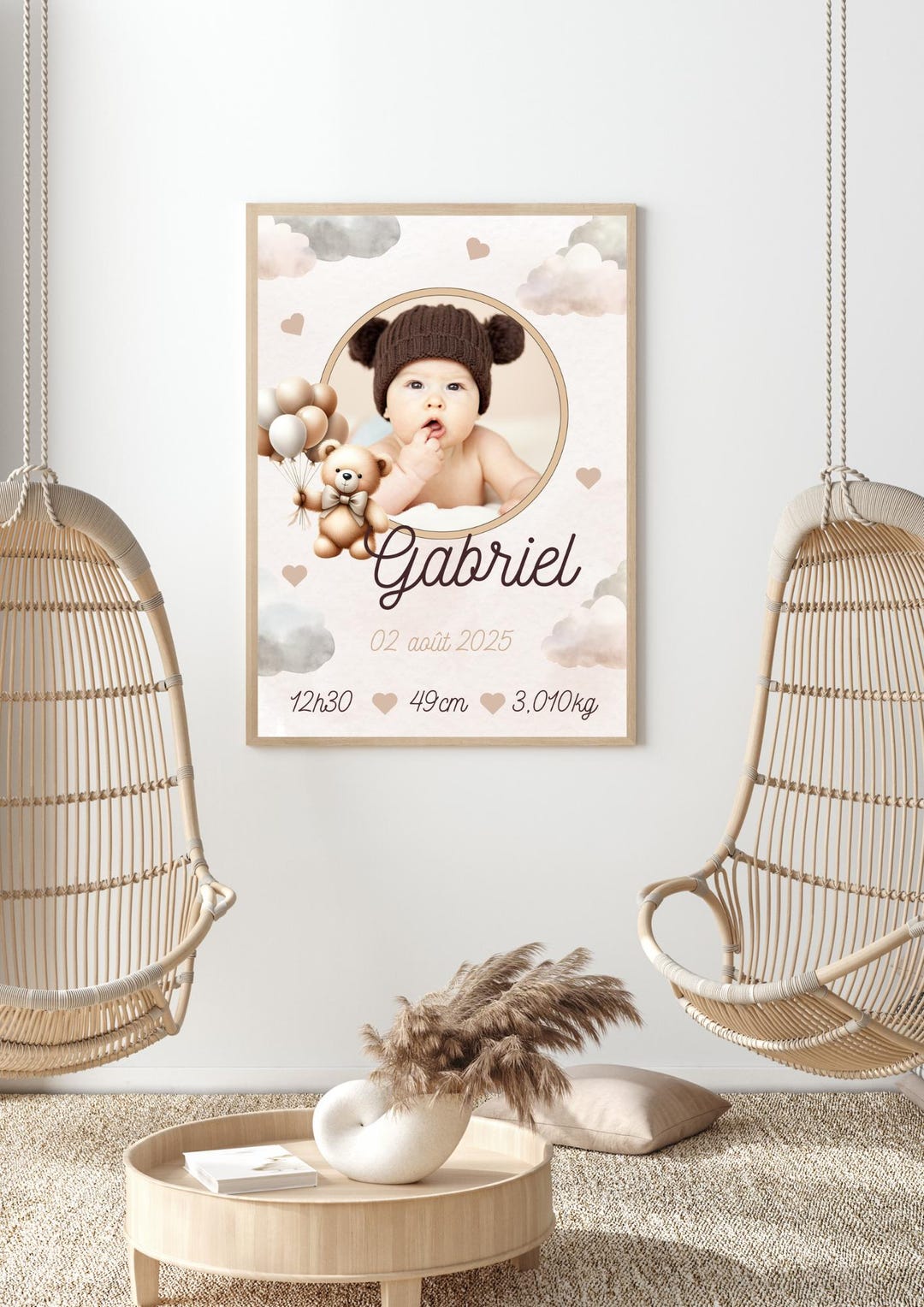 Birth Posters With Photos on Pastel or White Backgrounds - Etsy