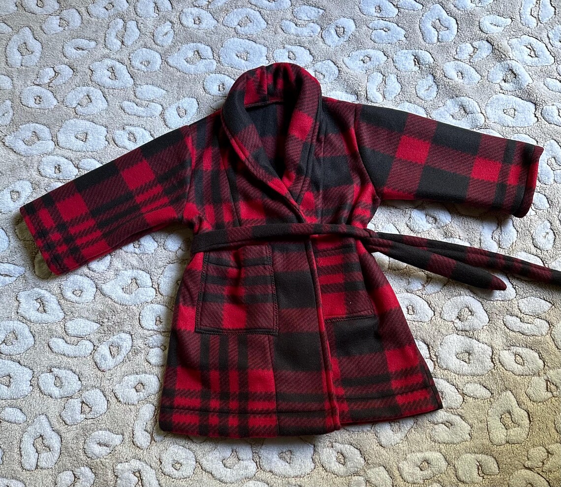 Black and Red Plaid! Cozy Fleece Toddler Robe, 12 Months to Size 10 ...