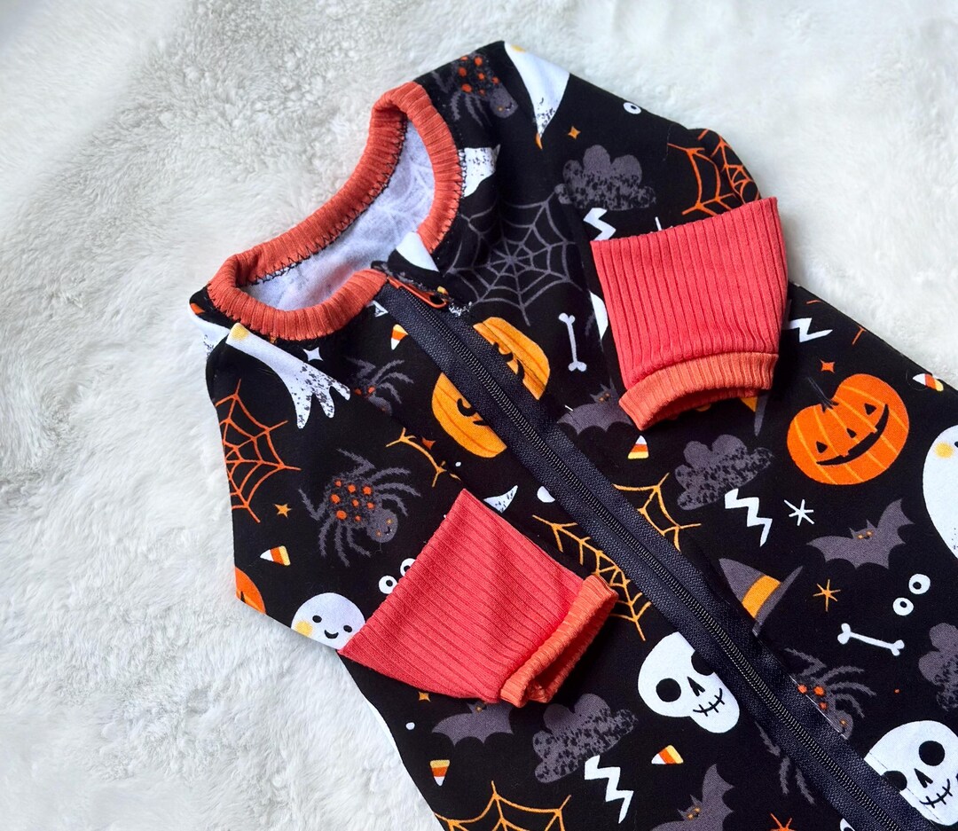 NEW Spooky Friends on Black, Halloween, Cotton, Single Layered Sleep ...