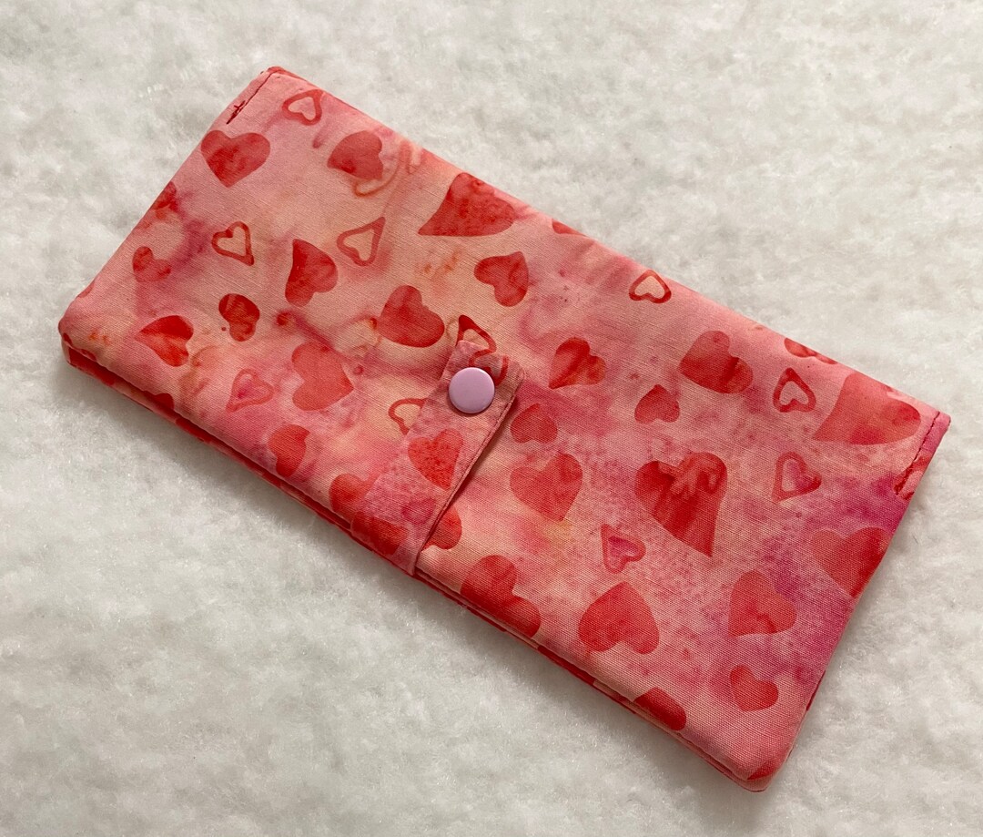 Handmade Pink Hearts Batik Checkbook, Credit Card and Wallet Cover - Etsy