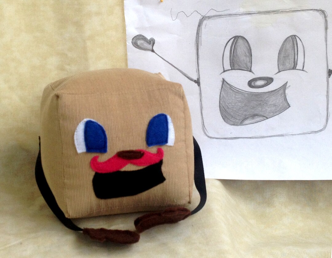 Tiny Box Tim Plushie! Corduroy Plush Toy. 5" Cube, Pillow. With Pink ...