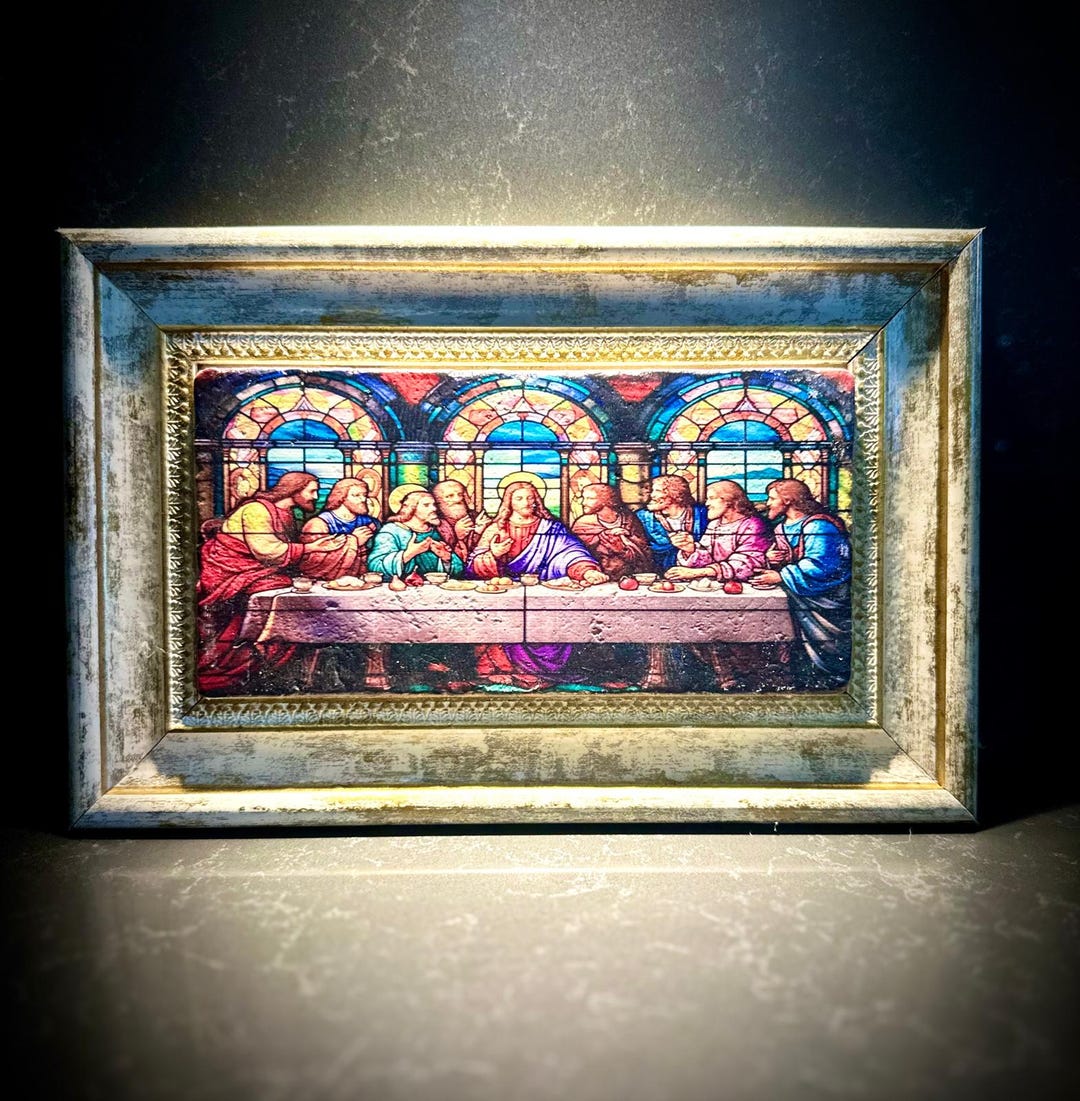Natural Stone 'the Last Supper' Painting Unique Religious Art, Rustic ...