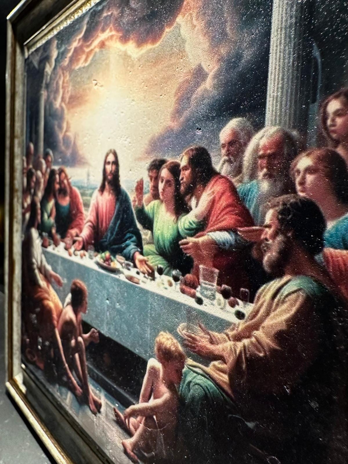 The Last Supper Painting on Natural Stone, Rustic Christian Wall Art ...