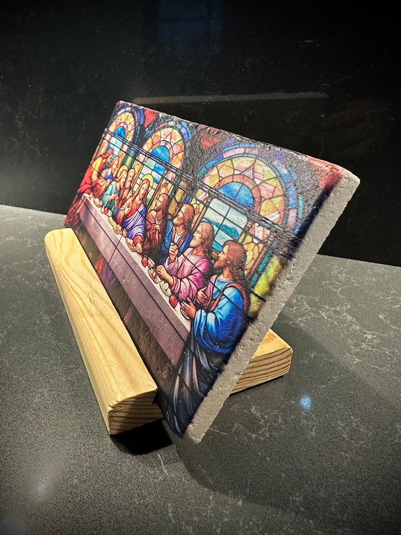The Last Supper Stone Painting, Framed Christian Wall Art Christianity ...