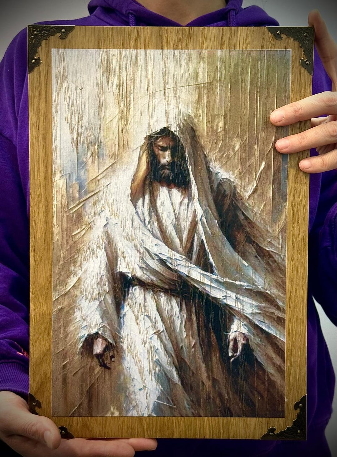 Oak Wood Jesus Portrait: Antique Style Christian Wall Art - Etsy