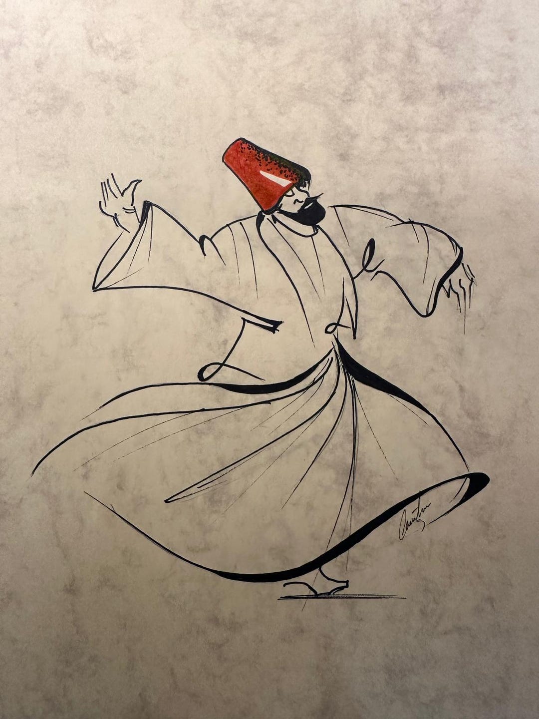 Handmade Whirling Dervish and Mosque Artwork Unique Islamic Calligraphy ...