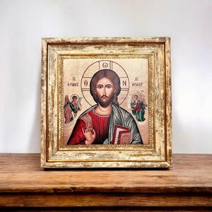 Jesus Christ Iconic Portrait on Natural Stone Religious Art Wall Art ...