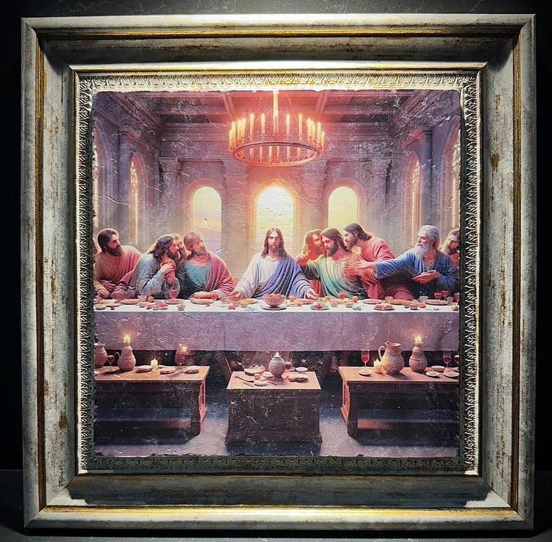 Natural Stone 'the Last Supper' Painting Unique Religious Art, Rustic ...